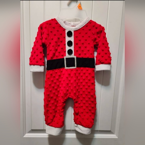 Mud Pie | One Pieces | Mud Pie Baby Santa Minky Dot One Piece Romper ...